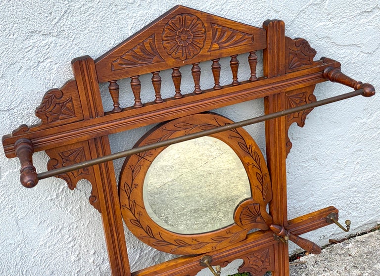 American Aesthetic Hanging Mirrored Hall Rack For Sale at 1stDibs