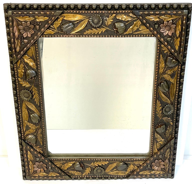 American Aesthetic Movement Floral Motif Gilt and Polychromed Mirror at ...