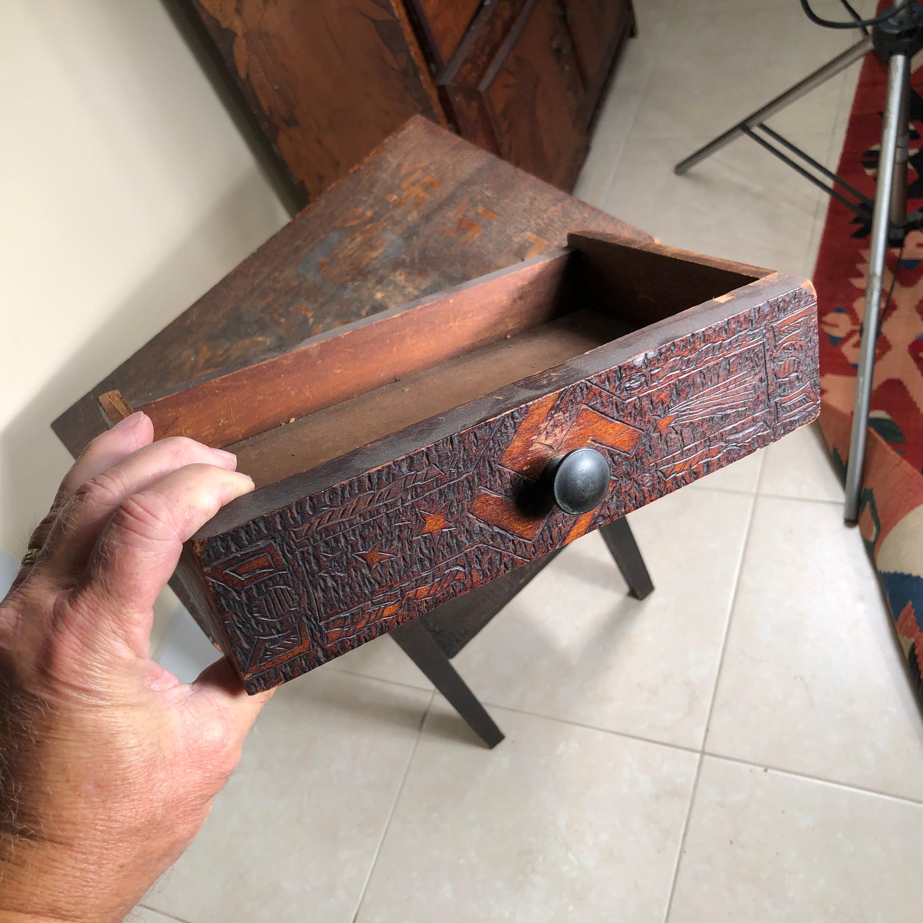 Antique Arts And Crafts End Table Unique Native American Good Luck Antique Arts And Crafts End Table Unique Native American Good Luck