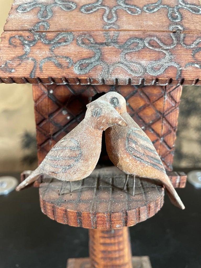 American Antique Outsider Art Hand Carved Folk Art Birds House For Sale ...