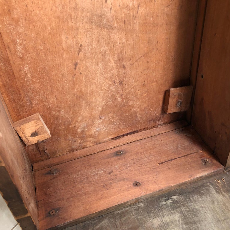 American Antique Hand-Incised and Painted Wood Bench, Unique Native ...