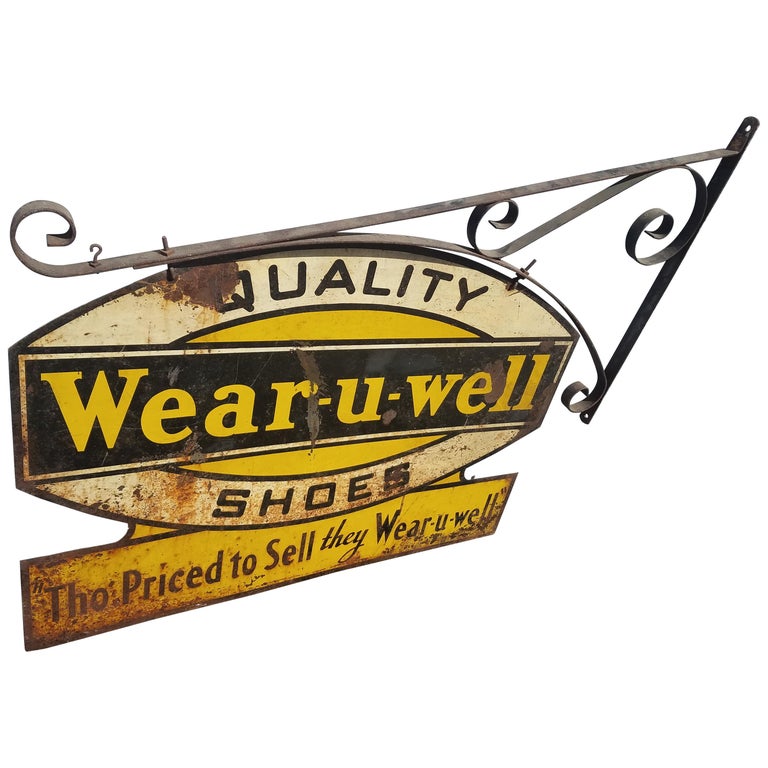 American Antique Metal Two Side Store Sign at 1stDibs