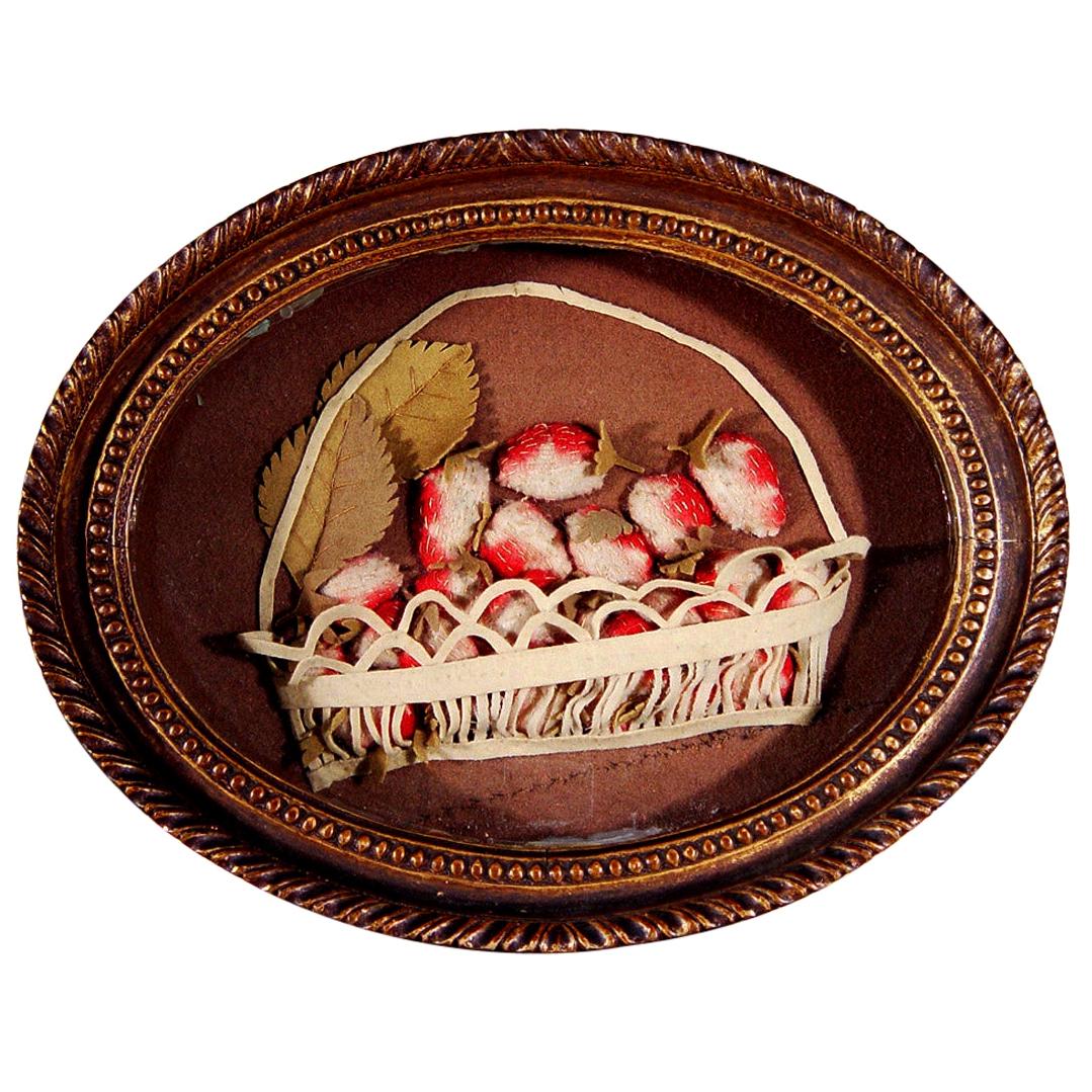 Charming American or Continental Pin-Prick Painting of a Happy Couple ...