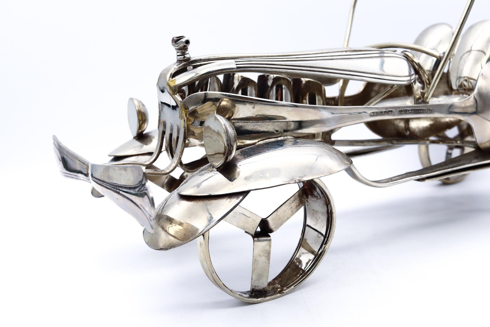 American Art and Crafts 1960 Vintage Sculpture of a Bugatti Car Made of ...