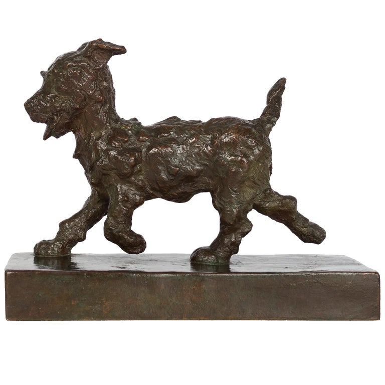 American Art Deco Bronze Sculpture of Running Terrier Dog by Edith B ...