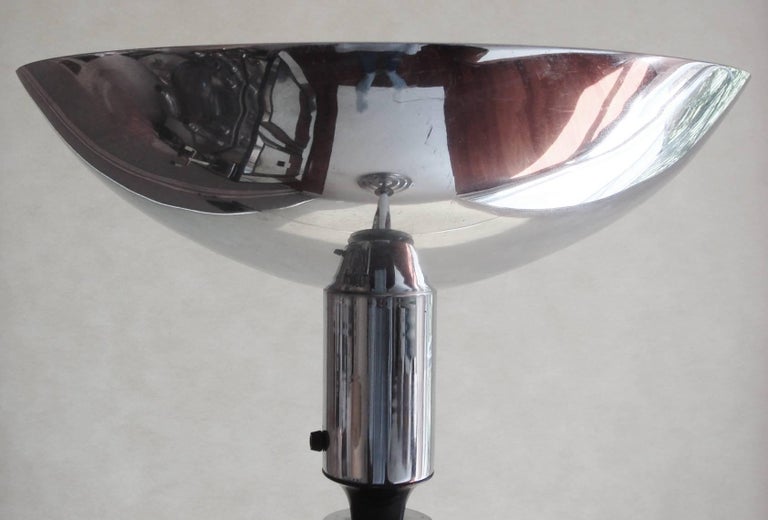 American Art Deco Chrome, Enamel and Frosted Glass Floor Uplighter ...