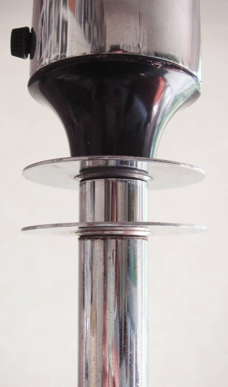 American Art Deco Chrome, Enamel and Frosted Glass Floor Uplighter ...