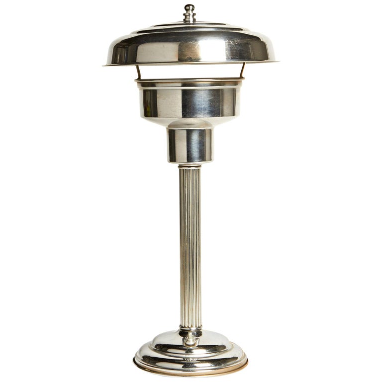 American Art Deco Chrome Tall Table Lamp with Internal Mercury Glass ...