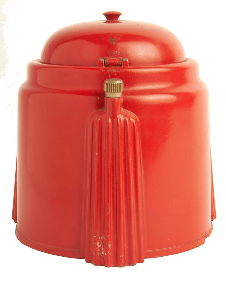 American Art Deco Red Kal-Klock Mechanical Combination Alarm Clock ...