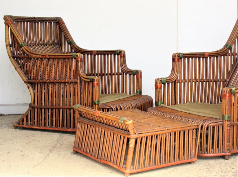 Rare American Art Deco Split Reed Furniture Set at 1stDibs