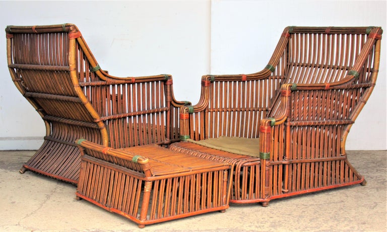 Rare American Art Deco Split Reed Furniture Set at 1stDibs