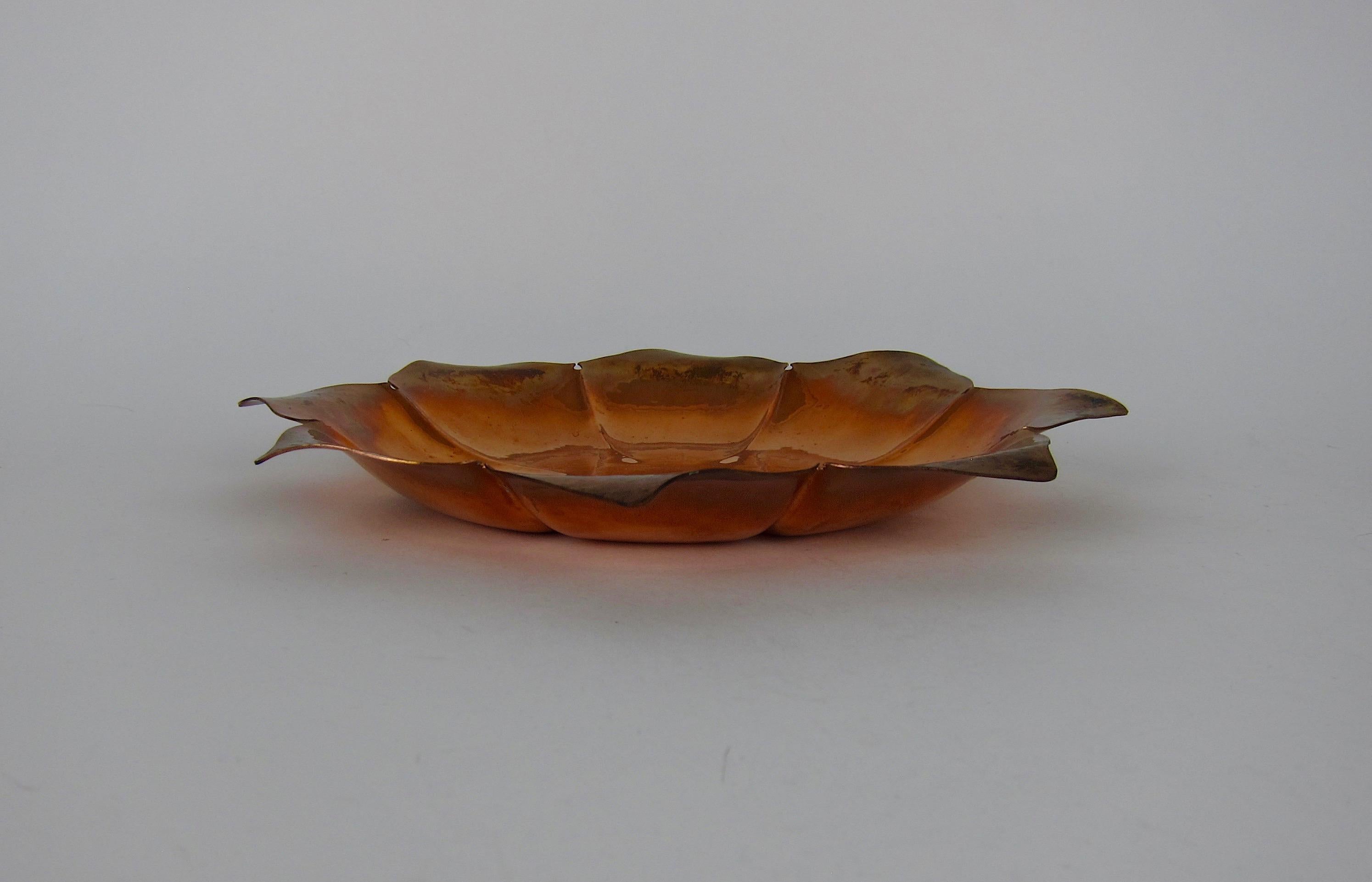 Antique American Arts and Crafts Copper Lotus Platter Dish by Marie ...