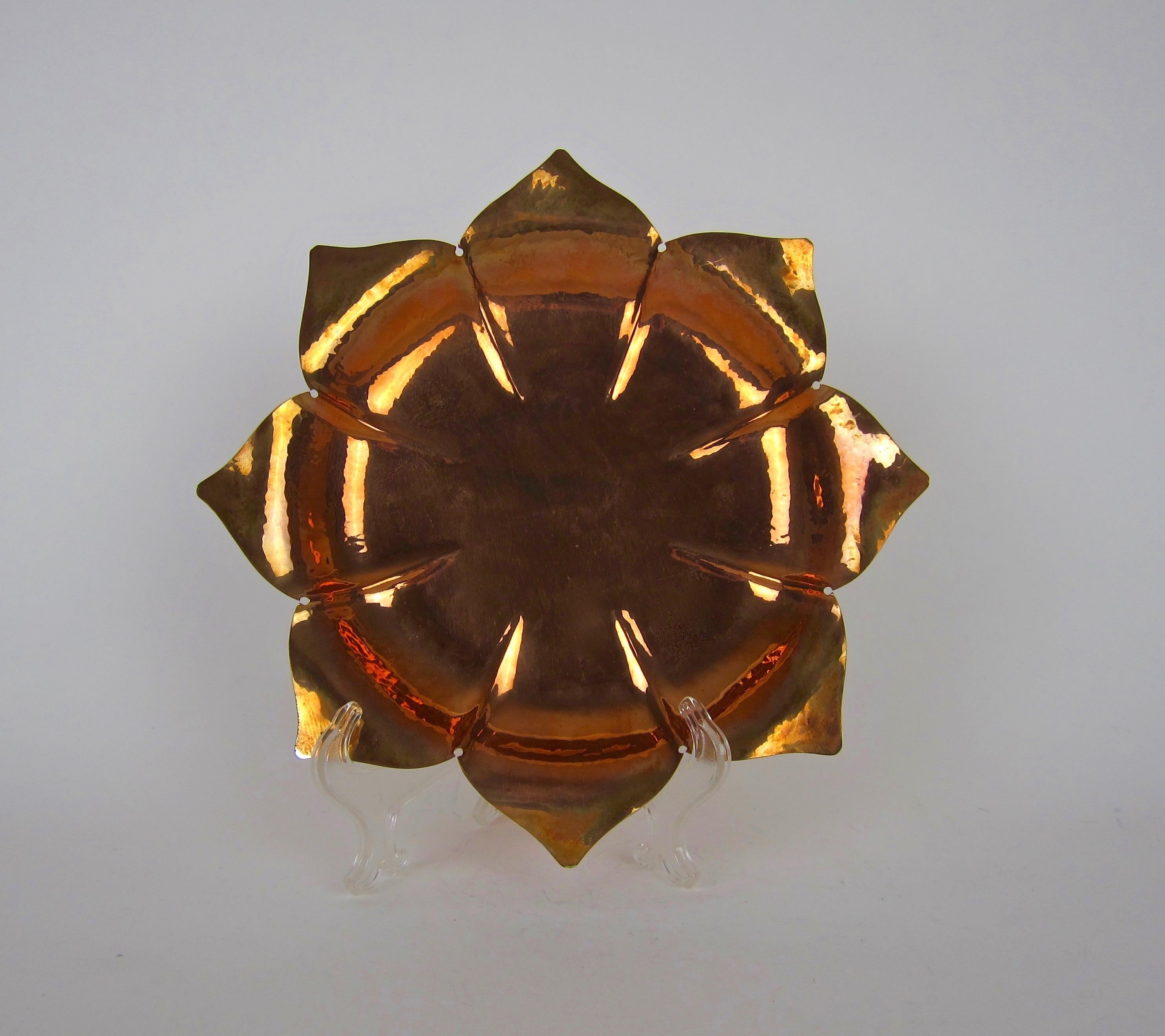 Antique American Arts and Crafts Copper Lotus Platter Dish by Marie ...