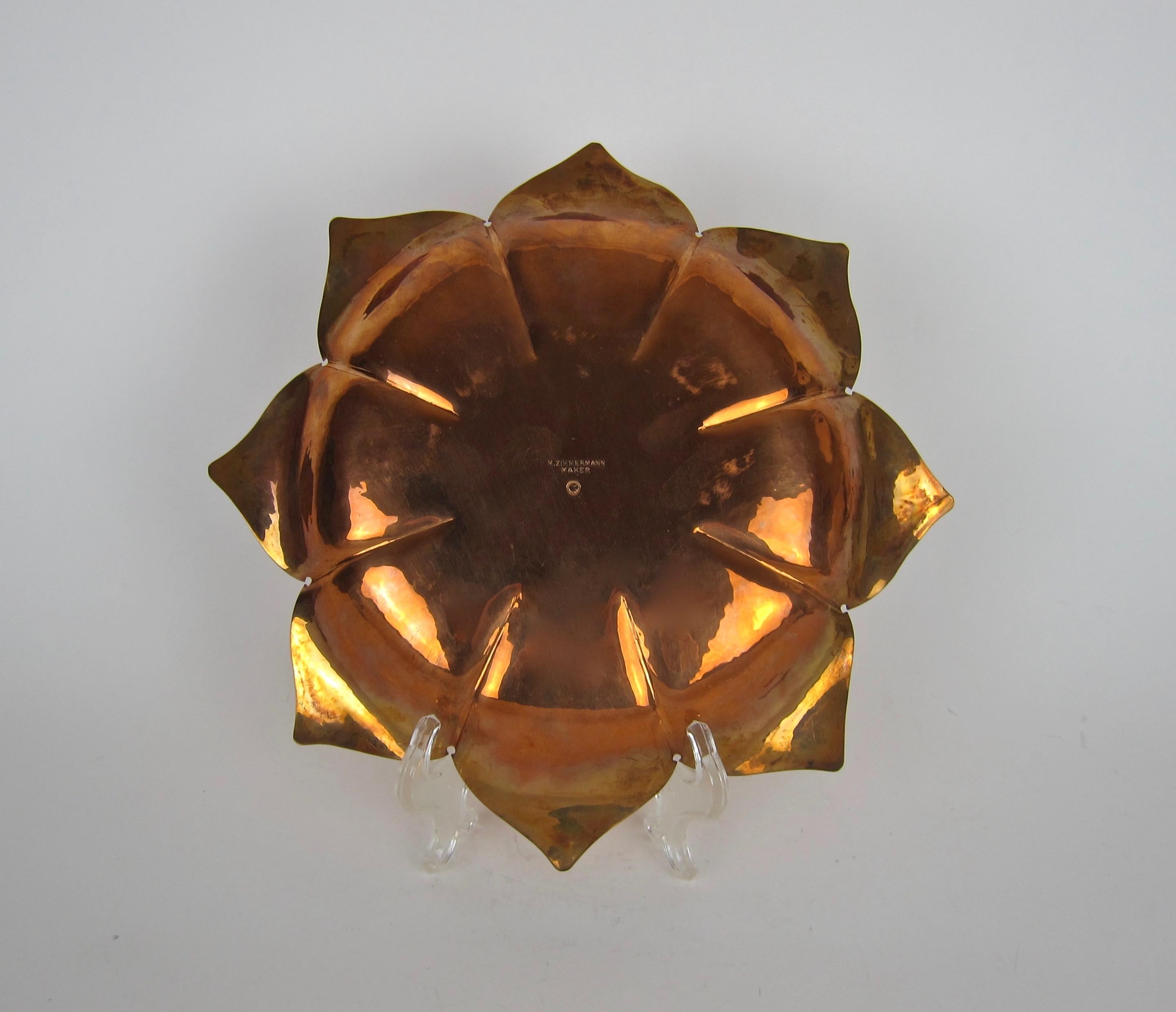 Antique American Arts and Crafts Copper Lotus Platter Dish by Marie ...