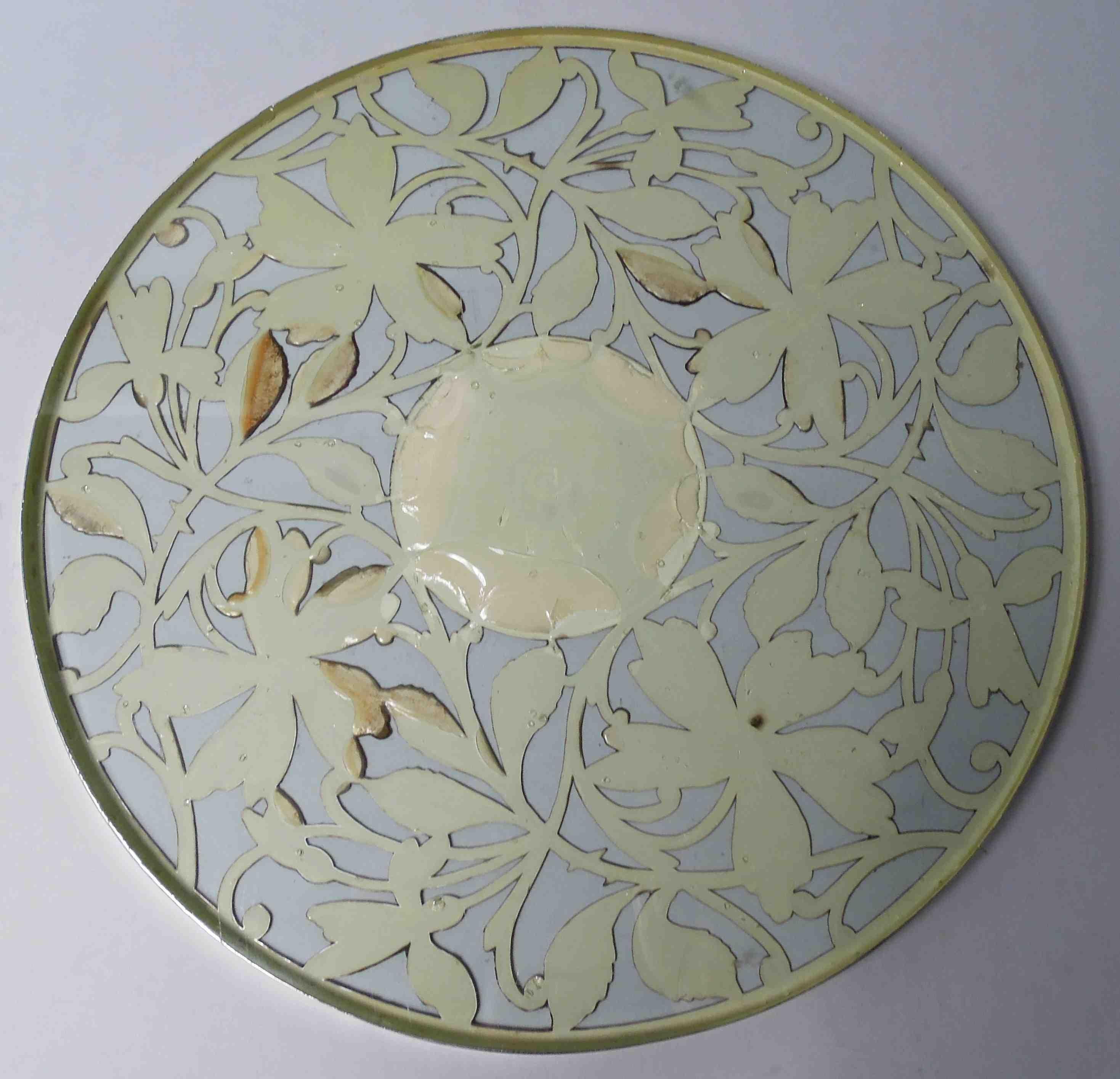American Art Nouveau Floral Silver Overlay 12-Inch Round Trivet For ...