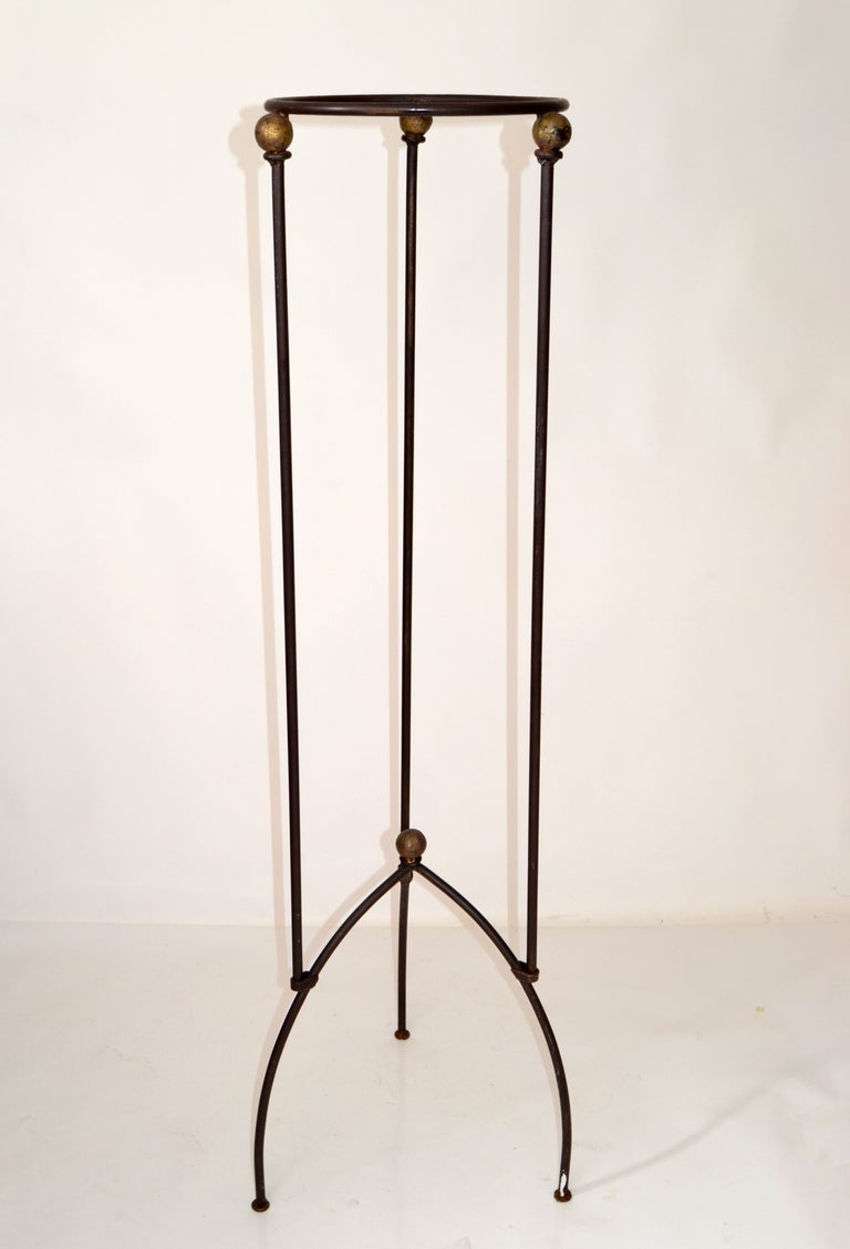 American Arts And Crafts Hand Crafted Tall Wrought Iron Tripod Plant ...