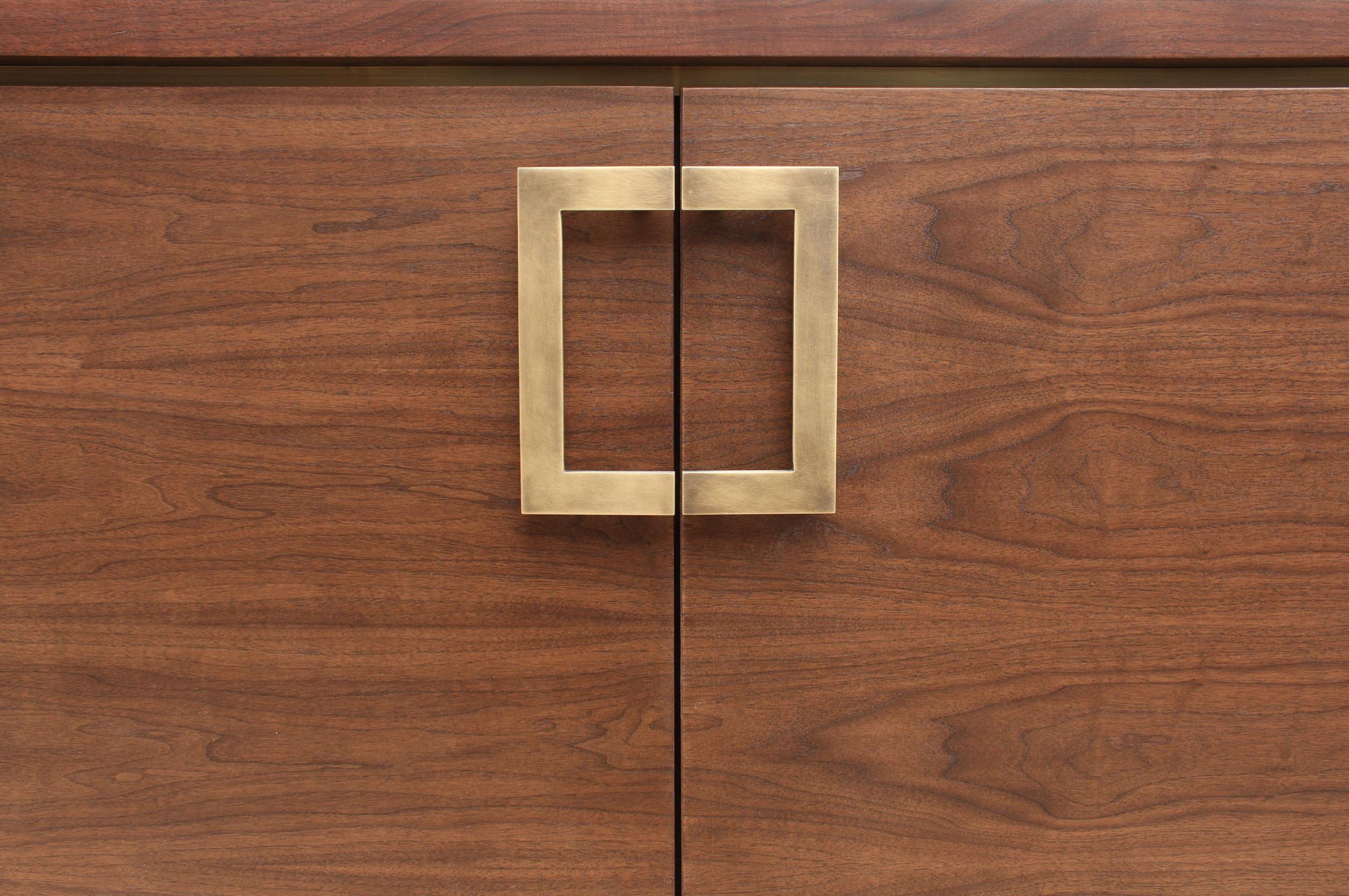 American Black Walnut Inset Cabinet with Brass Handles by Mark Jupiter ...