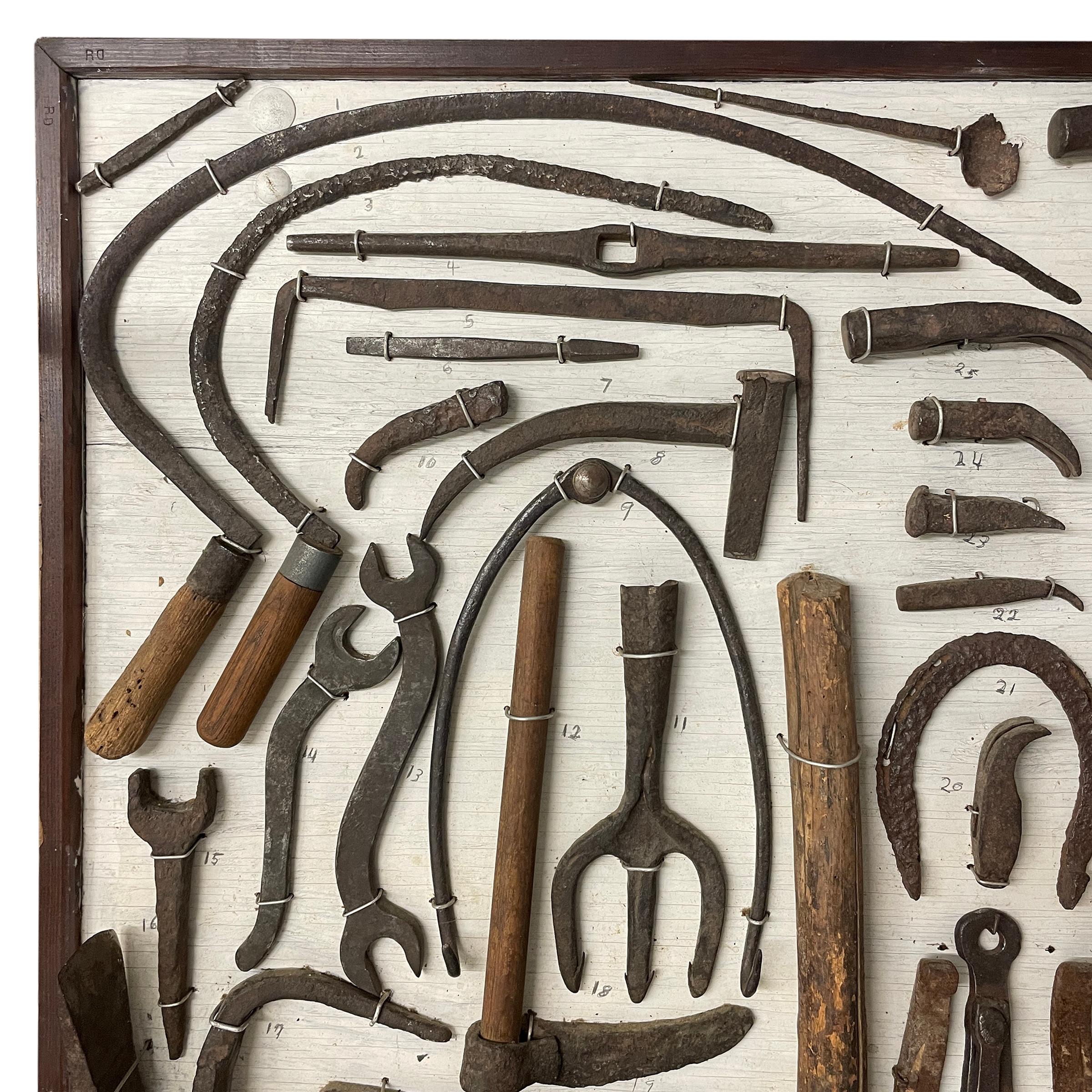 American Blacksmith's Shop Tool Board with 18th and 19th Century Iron ...