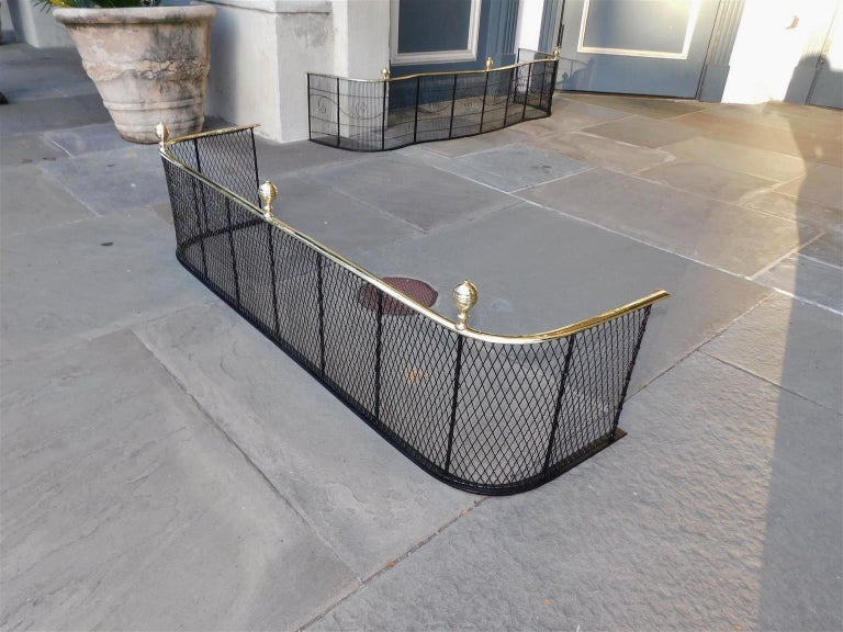 American Brass and Artistic Wire Work Lemon Finial Fire Place Fender, C ...