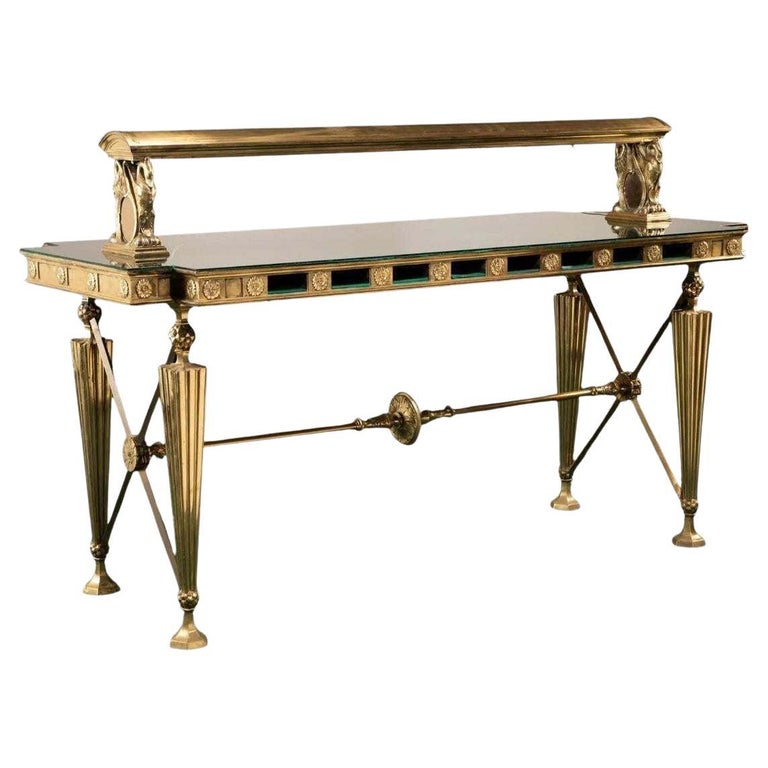 Glamorous American Bronze and Glass Banking Table For Sale at 1stDibs