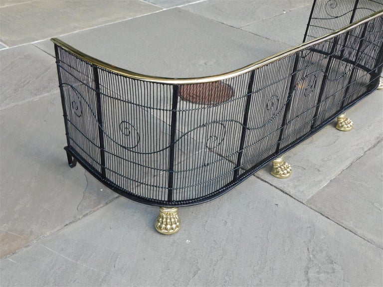 American Brass and Wire Work Fire Place Fender with Lions Paw Feet, C ...
