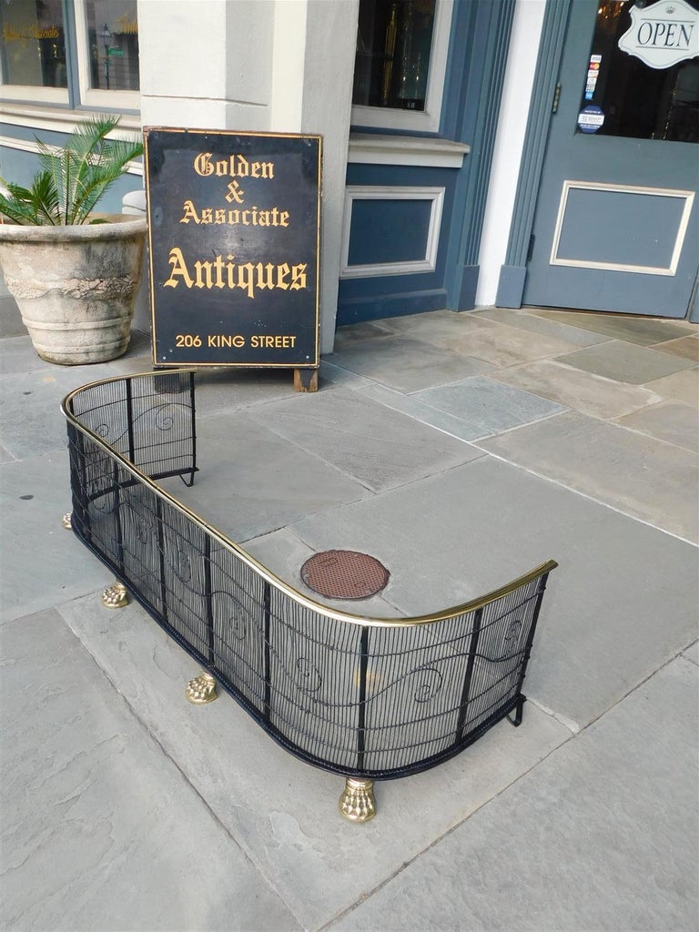 American Brass and Wire Work Fire Place Fender with Lions Paw Feet, C ...