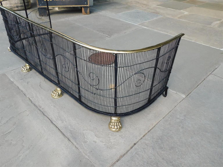 American Brass and Wire Work Fire Place Fender with Lions Paw Feet, C ...