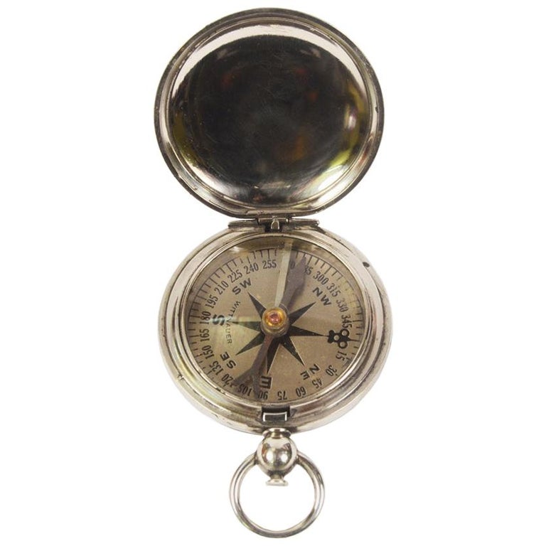 WWI Antique American Chromed Brass Pocket Compass by Wittnauer Army ...