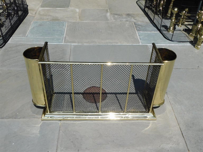 American Brass and Wire Fire Place Fender with Flanking Canister Tool ...