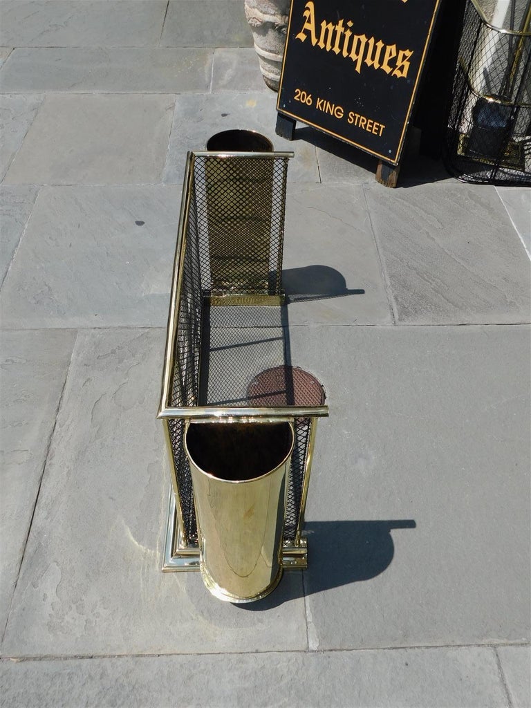 American Brass and Wire Fire Place Fender with Flanking Canister Tool ...