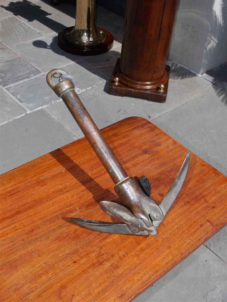 American Bronze Folding Reef Anchor with Circular Shank and Ring, Circa ...