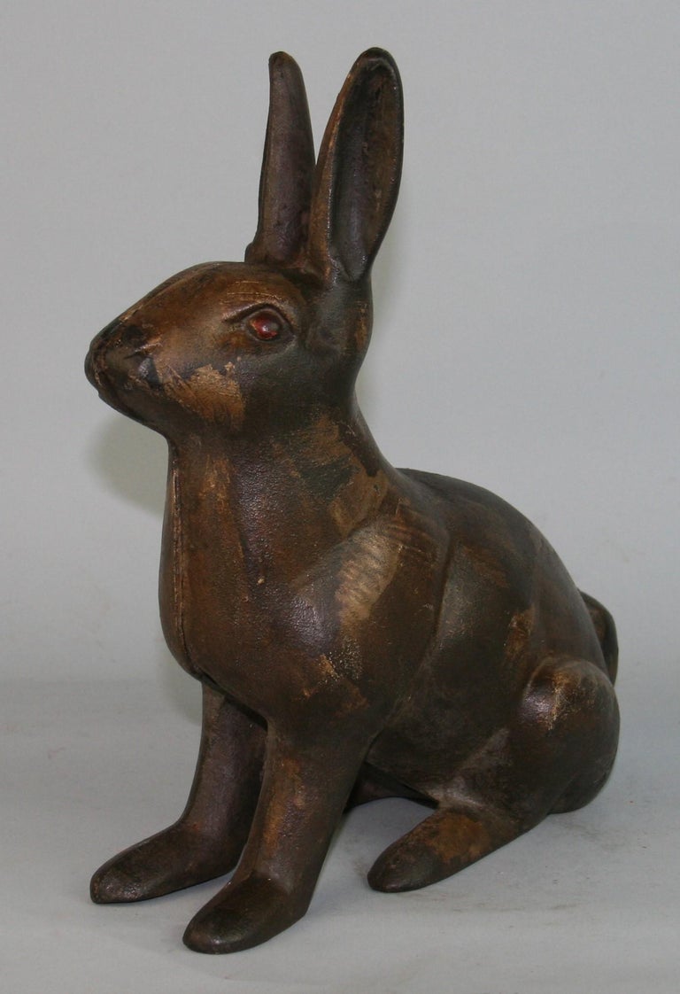 American Cast Iron Large Scale Garden Rabbit Ornament, 1960's For Sale ...