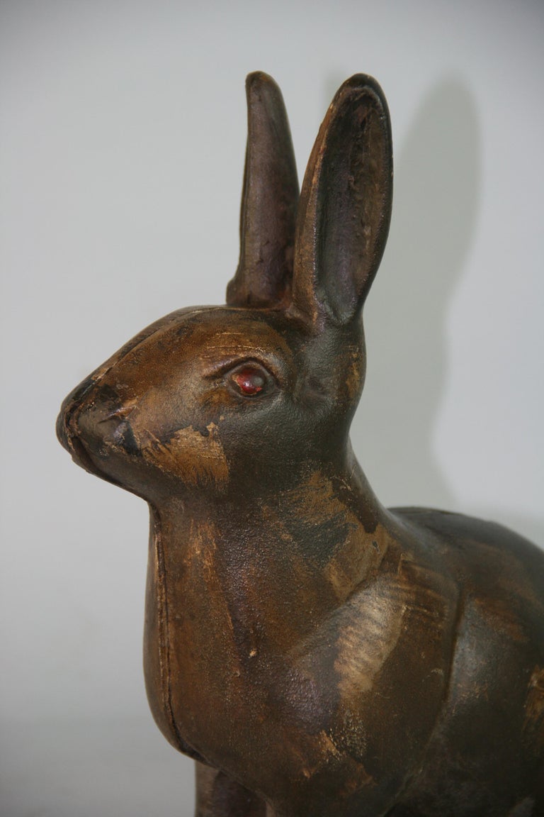 American Cast Iron Large Scale Garden Rabbit Ornament, 1960's For Sale ...