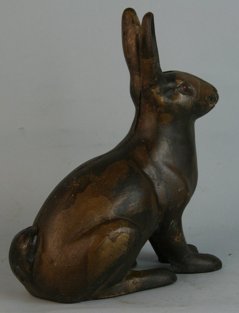 American Cast Iron Large Scale Garden Rabbit Ornament, 1960's For Sale ...