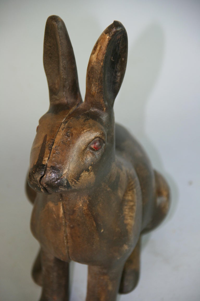 American Cast Iron Large Scale Garden Rabbit Ornament, 1960's For Sale ...