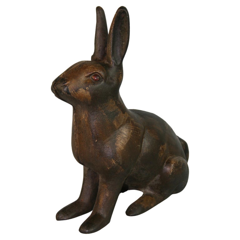 American Cast Iron Large Scale Garden Rabbit Ornament, 1960's For Sale ...
