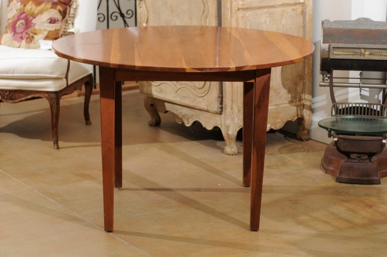 American Cherry Round Top Dining Table with Tapered Legs and Square ...