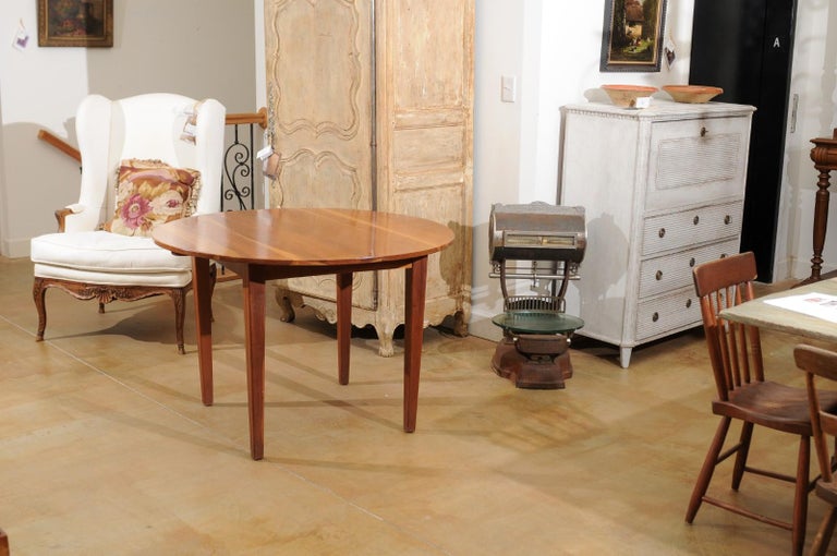 American Cherry Round Top Dining Table with Tapered Legs and Square ...
