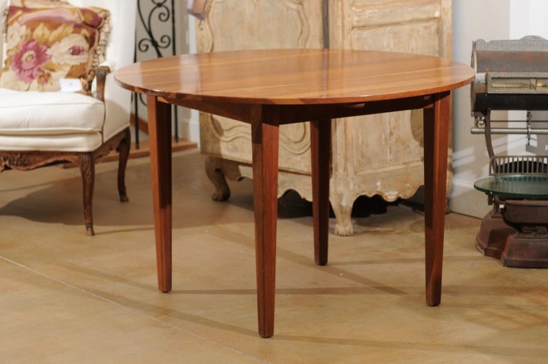 American Cherry Round Top Dining Table with Tapered Legs and Square ...