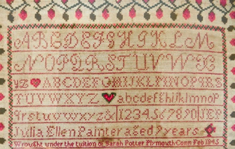 American Child's Sampler, Circa 1845 by "Julia Ellen Painter Aged 9 ...