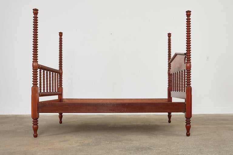 American Classical Bobbin Turned Fruitwood Spindle Bed For Sale at 1stDibs
