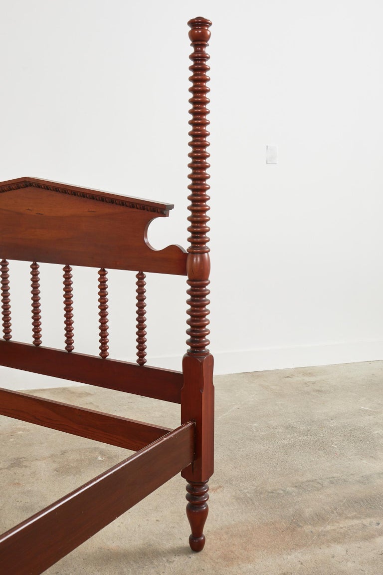 American Classical Bobbin Turned Fruitwood Spindle Bed For Sale at 1stDibs
