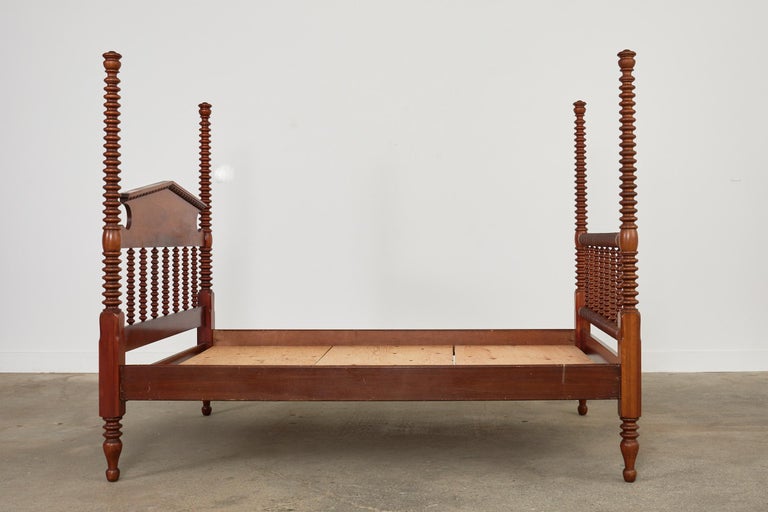 American Classical Bobbin Turned Fruitwood Spindle Bed For Sale at 1stDibs