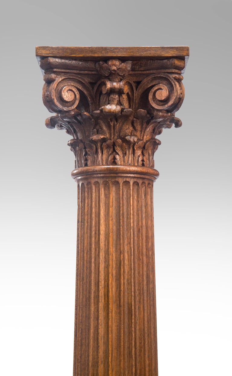 American Classical Column Oak Pedestal For Sale at 1stDibs