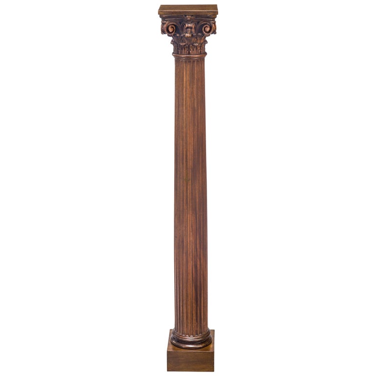 American Classical Column Oak Pedestal For Sale at 1stDibs