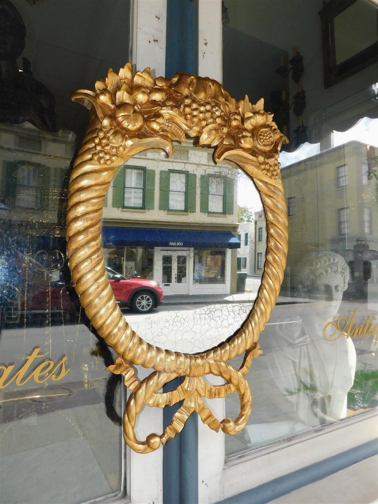 American Classical Gilt Wood Cornucopia and Grape Cluster Oval Wall ...