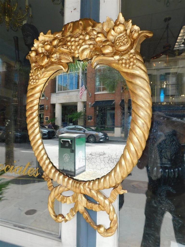 American Classical Gilt Wood Cornucopia and Grape Cluster Oval Wall ...