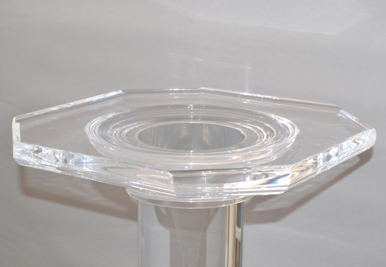American Clear Tubular Lucite Pedestal Faceted Platform and Base ...