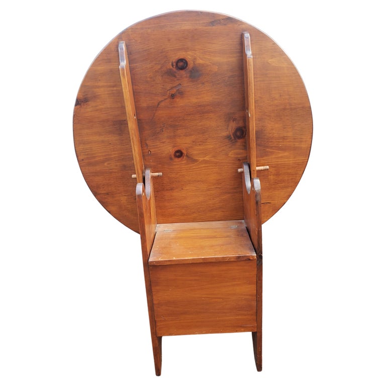 American Colonial Style Pine Round Tilt Top Tavern Chair Table For Sale ...