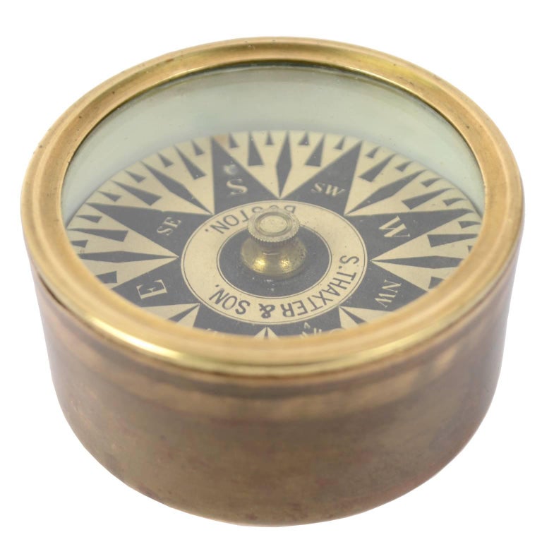 American Compass Placed in Its Original Box of Turned Brass at 1stDibs